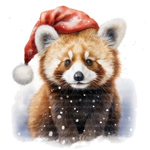 10 Red Panda With Santa Hat Clipart, Printable Watercolor Clipart, High ...