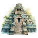 12 Aztec Temple Clipart, Aztec Pyramid, Printable Watercolor Clipart ...