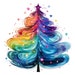 10 Abstract Christmas Tree Clipart, Rainbow, Printable Watercolor ...