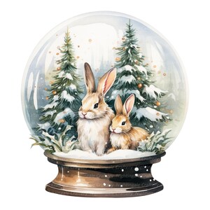 11 Bunny Christmas Snow Globe Clipart, Christmas Snowglobe, Christmas ...