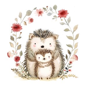 9 Hedgehog Family Cartoon Clipart, Boho Hedgehog, Printable Watercolor ...