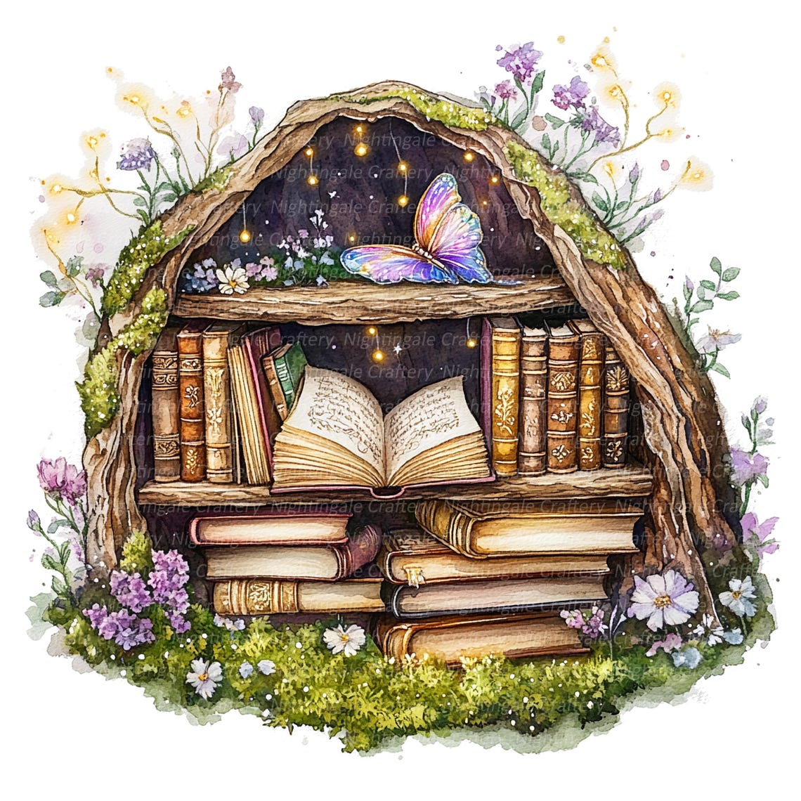 12 Fairy Library Clipart, Fairy Books Clipart, Printable Watercolor ...