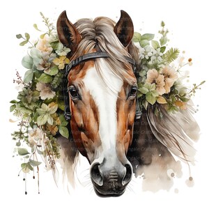 12 Floral Horses Clipart, Printable Watercolor Clipart, High Quality ...