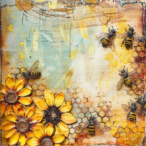 18 Vintage Bees Honey Background Papers, 12 X 12 Digital Paper Pack ...