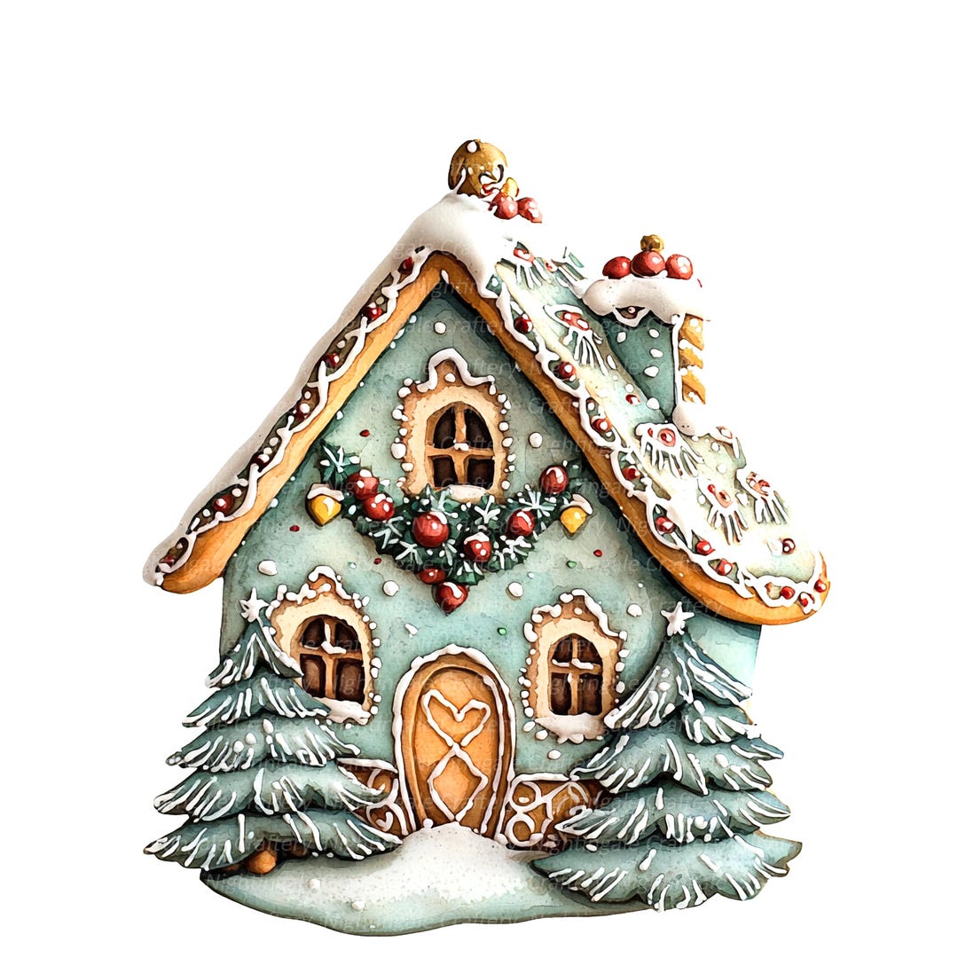 8 Gingerbread House Clipart, Christmas House Clipart, Printable ...
