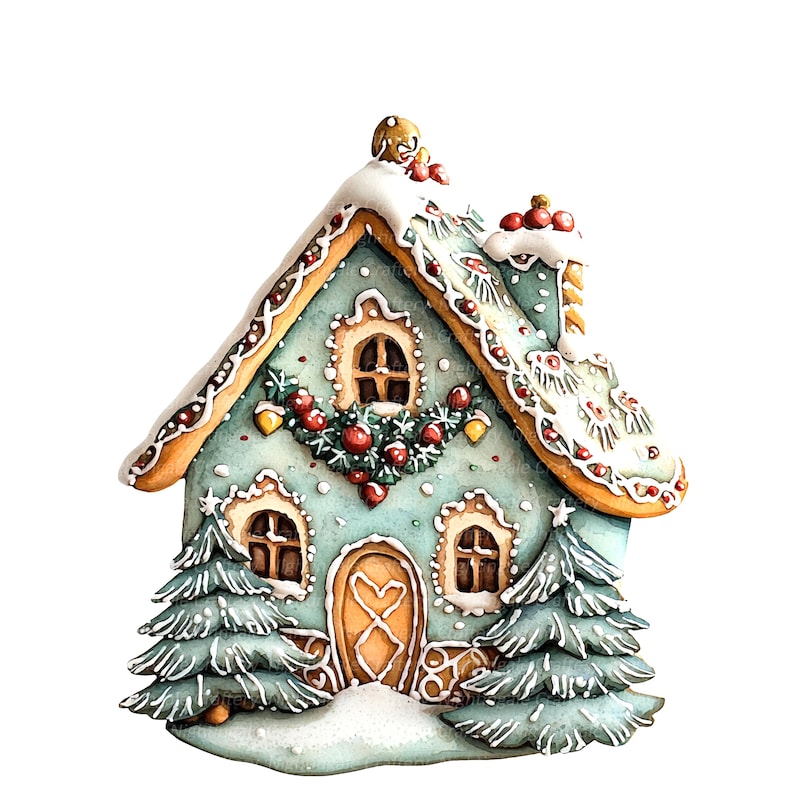 8 Gingerbread House Clipart, Christmas House Clipart, Printable ...