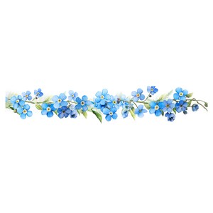 Floral Border, Forget Me Not Border, Digital Clipart, Watercolor ...