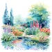 14 Garden With Pond Clipart, Garden Clipart, Printable Watercolor ...