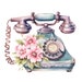 8 Vintage Floral Phone Clipart, Retro Telephone, Printable Watercolor ...