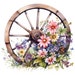 10 Floral Wheel Clipart, Wooden Wheel, Printable Watercolor Clipart ...