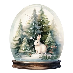 11 Bunny Christmas Snow Globe Clipart, Christmas Snowglobe, Christmas ...