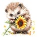 12 Hedgehog Sunflower Clipart, Cartoon Hedgehog, Printable Watercolor ...