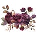 12 Burgundy Roses Clipart, Dark Roses Bouquet, Printable Watercolor ...