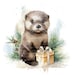 10 Christmas Otter Clipart, Cute Otter Clipart, Printable Watercolor ...