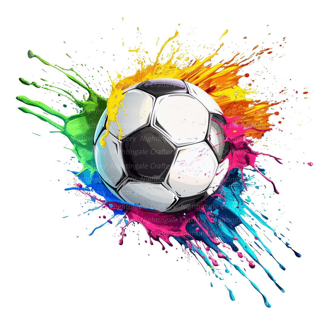 10 Soccer Ball Clipart, Soccer Sublimation, Printable Watercolor ...