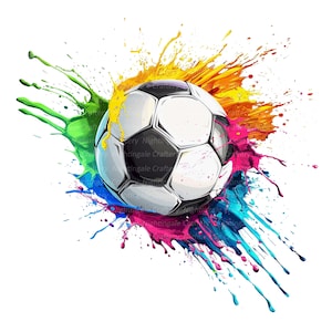 10 Soccer Ball Clipart, Soccer Sublimation, Printable Watercolor ...