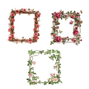 15 Roses Frames Clipart, Floral Frame Clipart, Pink Roses Frame ...