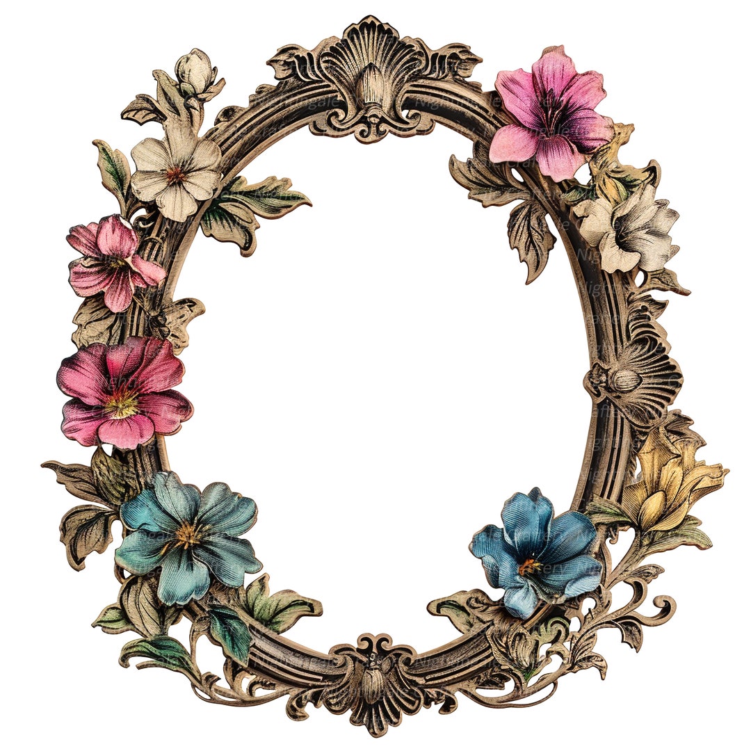 8 Floral Oval Frame Clipart, Floral Frames, High Quality PNG, Printable ...