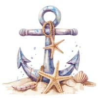 Watercolor Rusted Anchor Clipart - Classic Nautical Clipart, Nautical ...