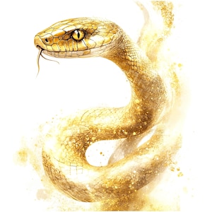 8 Golden Snake Clipart, Sublimation Snake, Printable Watercolor Clipart ...