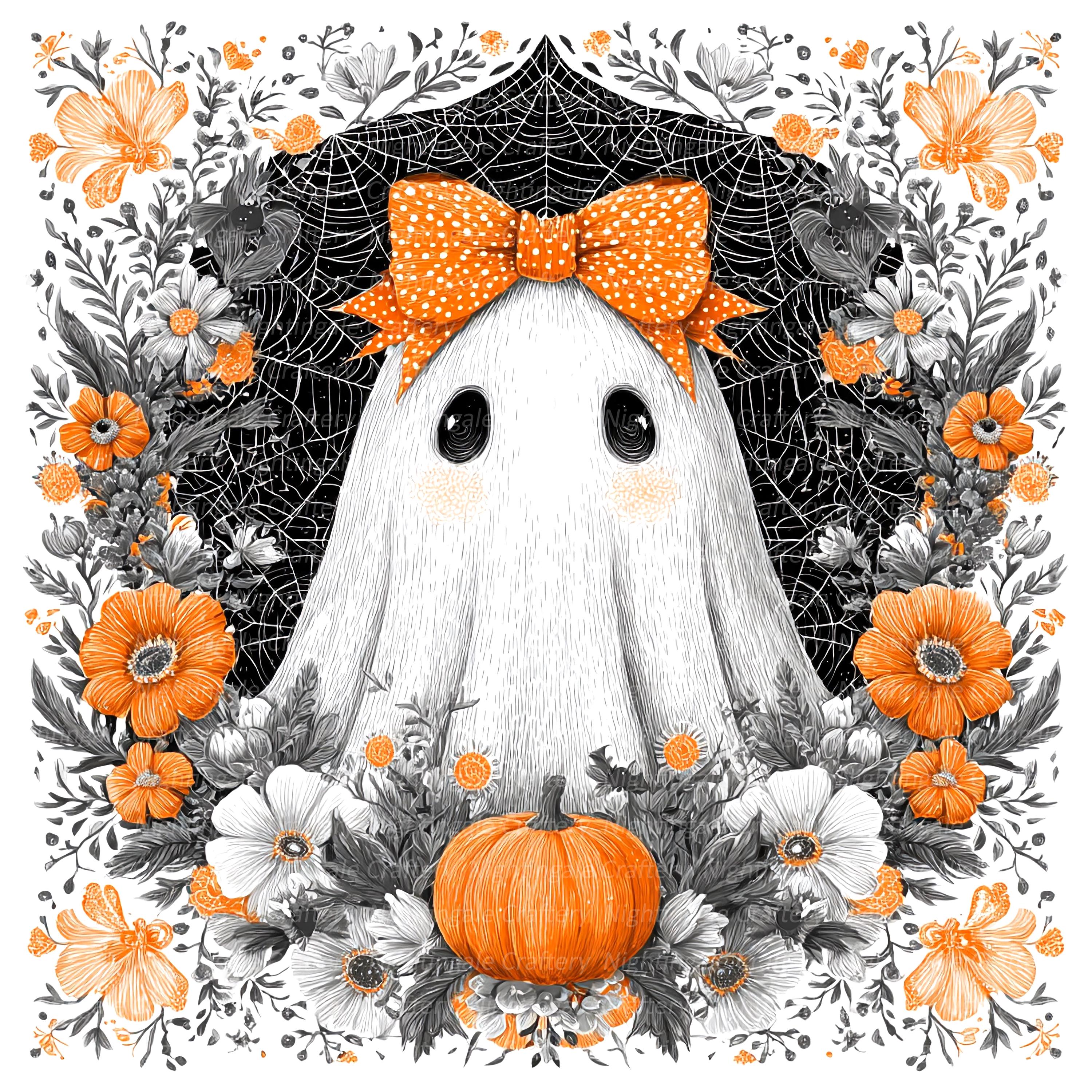 11 Cute Ghost Girl Clipart, Halloween Clipart, Printable Watercolor ...