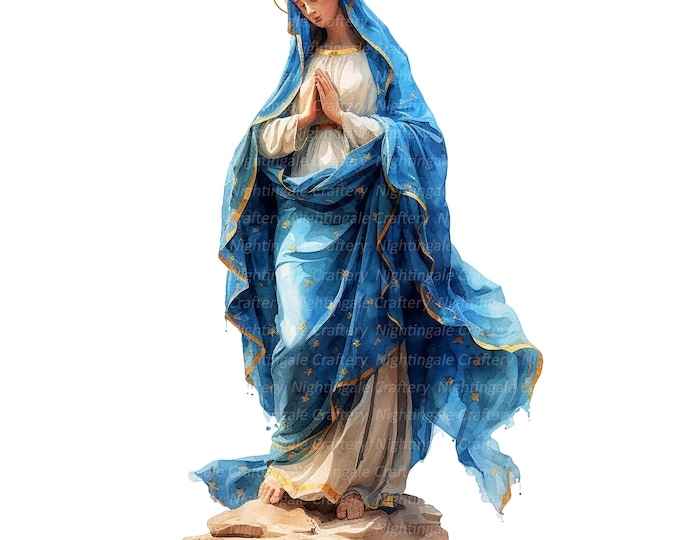 8 Virgin Mary Clipart, Blessed Mother Mary, Printable Watercolor ...