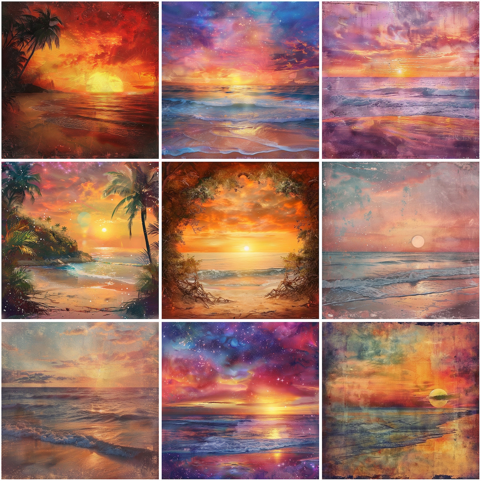 18 Magical Sunset Background Papers, 12 X 12 Digital Paper Pack, Junk ...