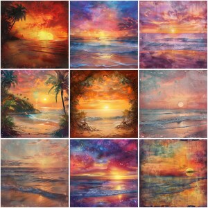 18 Magical Sunset Background Papers, 12 X 12 Digital Paper Pack, Junk ...