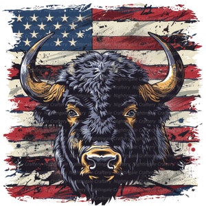 9 Patriotic Buffalo Flag Clipart, Bison Clipart, Printable Watercolor ...