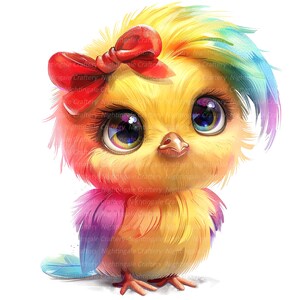 11 Chicken With Bow Clipart, Hyperrealistic, Printable Watercolor ...