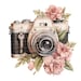 10 Vintage Floral Camera Clipart, Photo Camera, Printable Watercolor ...