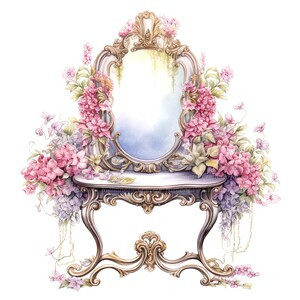 14 Floral Dressing Table Clipart, Cosmetic Table, Digital Clipart ...