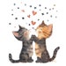 10 Kitten Love Clipart, Romantic Cats Clipart, Printable Watercolor ...