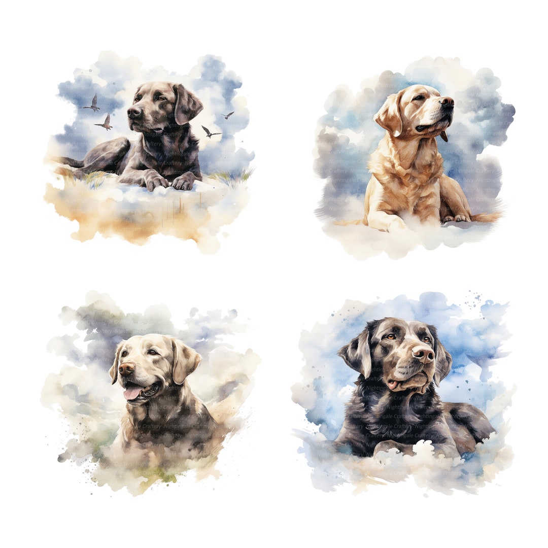 18 Labrador Memoriam Clipart, Dog Clipart, Printable Watercolor Clipart ...