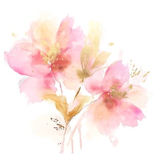 9 Abstract Flowers Clipart, Pink Gold Flower, Flowers Print, Printable ...