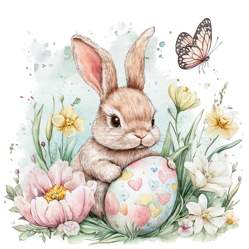 8 Easter Bunny and Egg Clipart Set 3, Easter Clipart, Printable ...