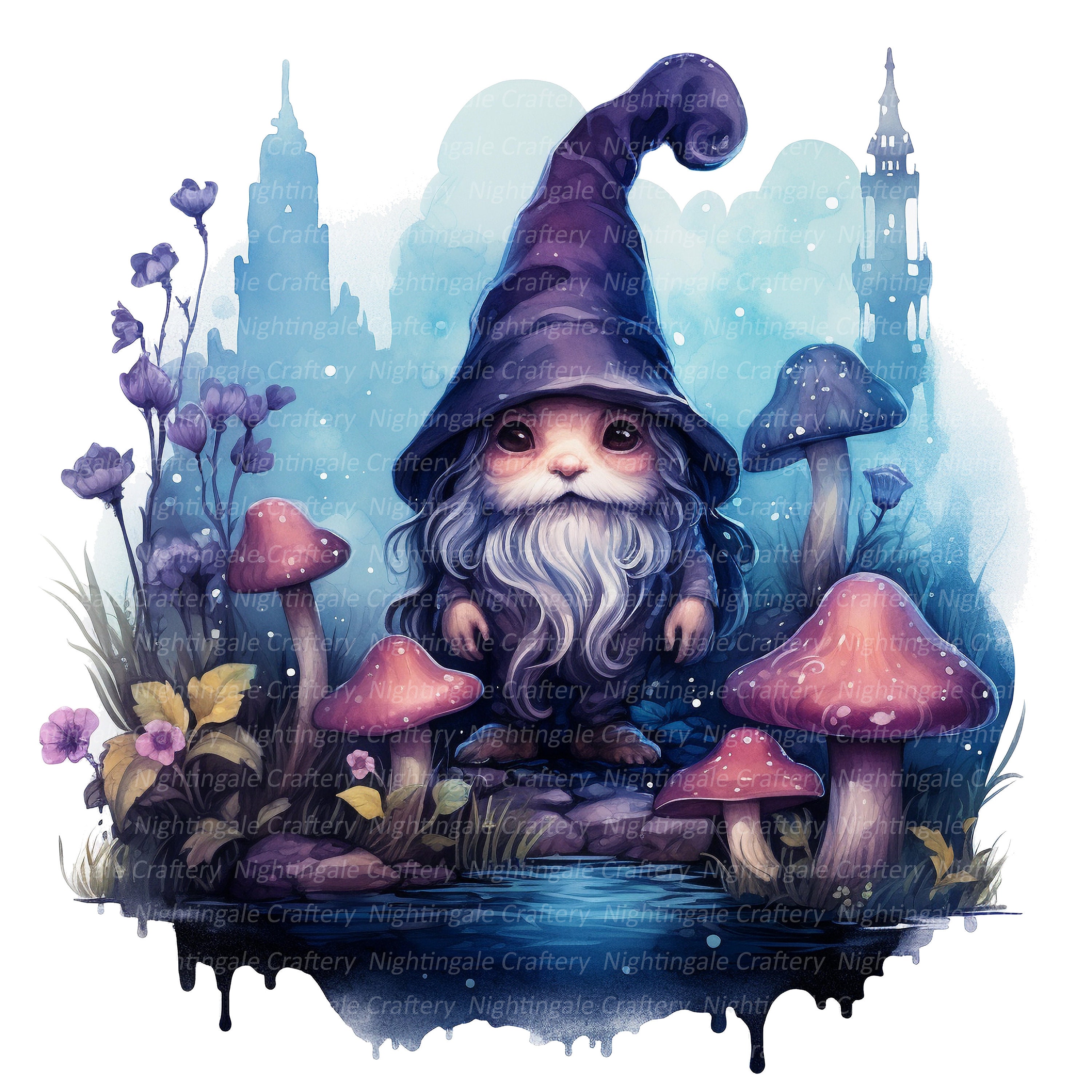 10 Magic Gnome Clipart, Forest Gnome Clipart, Printable Watercolor ...