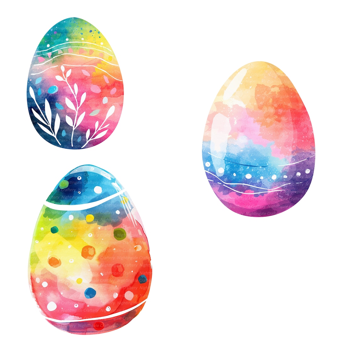 14 Coloured Easter Egg Clipart, Easter Clipart, Printable Watercolor ...