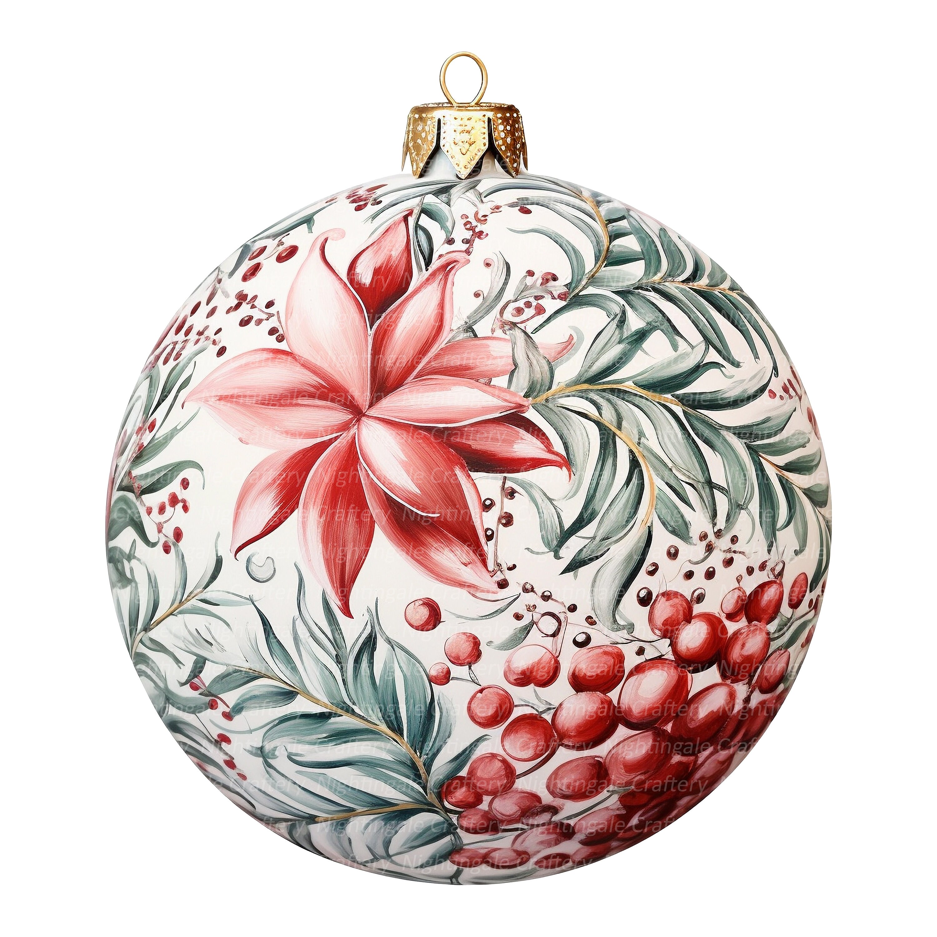 12 Red Vintage Bauble Clipart Printable Watercolor Clipart - Etsy