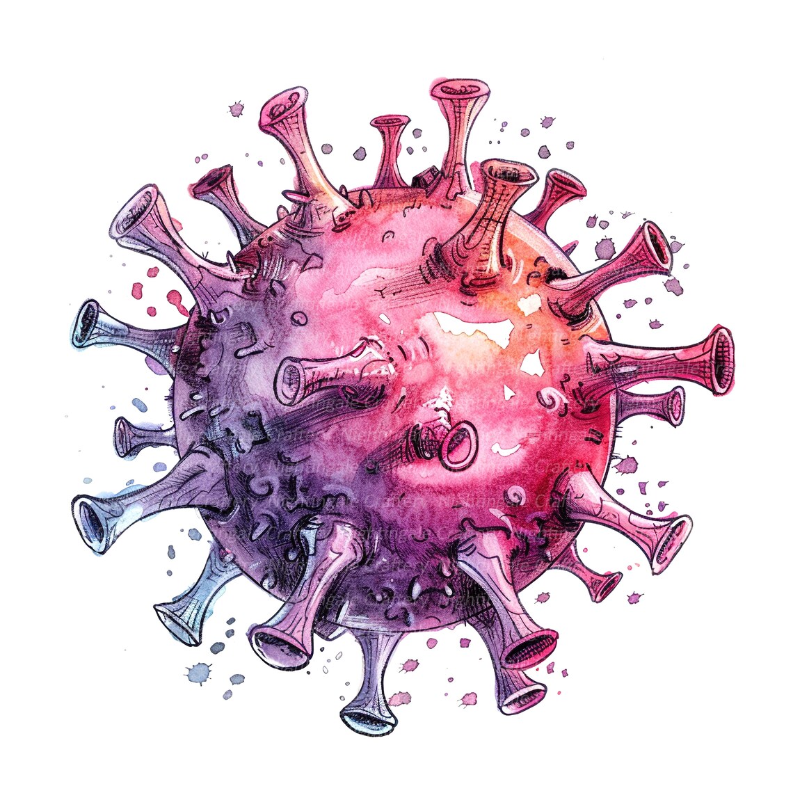 12 Cartoon Bacteria Clipart, Virus Clipart, Printable Watercolor ...