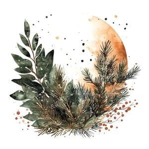 8 Christmas Boho Card, Christmas Decor, Printable Watercolor Clipart ...