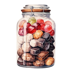 14 Jar With Candies Clipart, Candy Clipart, Printable Watercolor ...