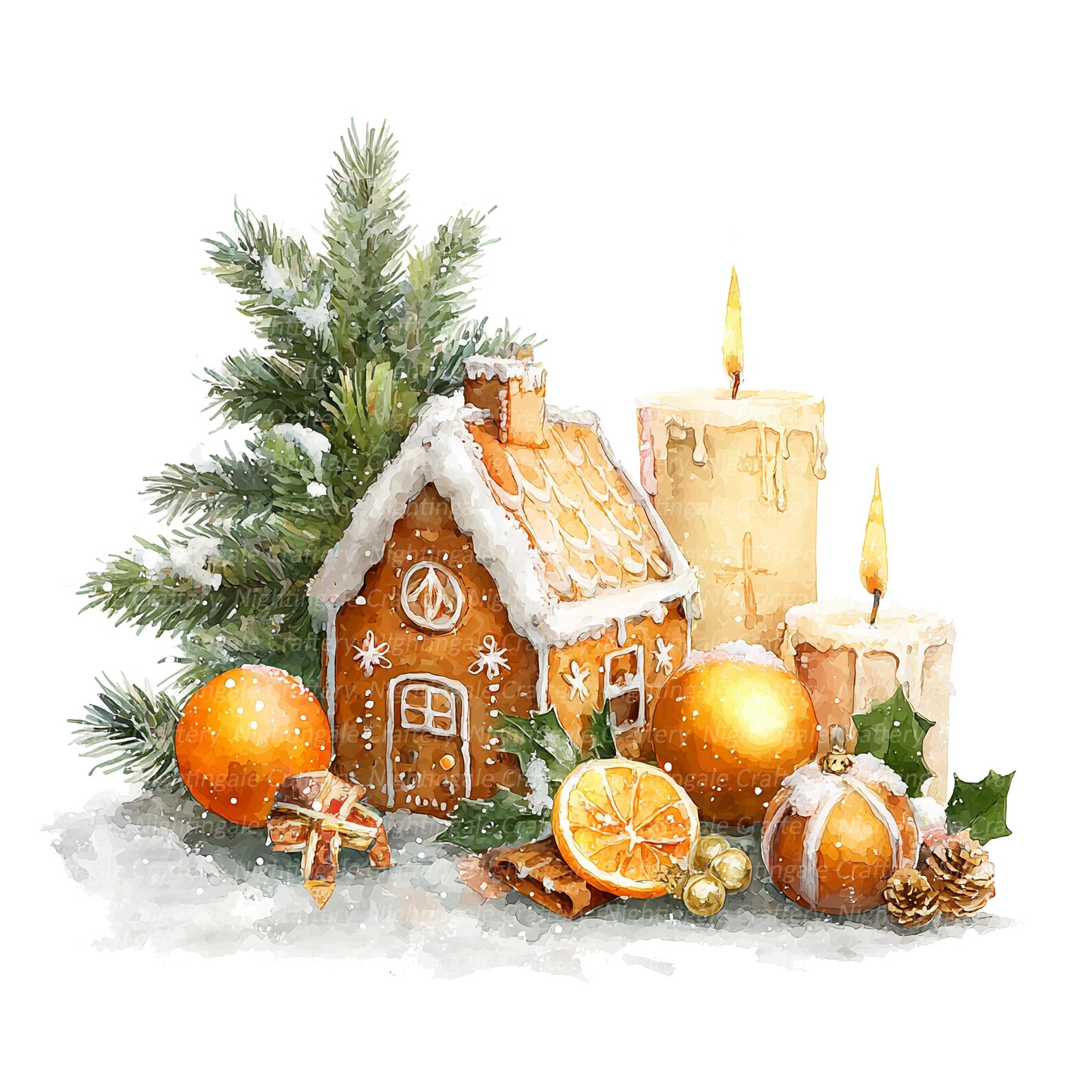 13 Gingerbread House Clipart, Christmas Decor Clipart, Printable ...