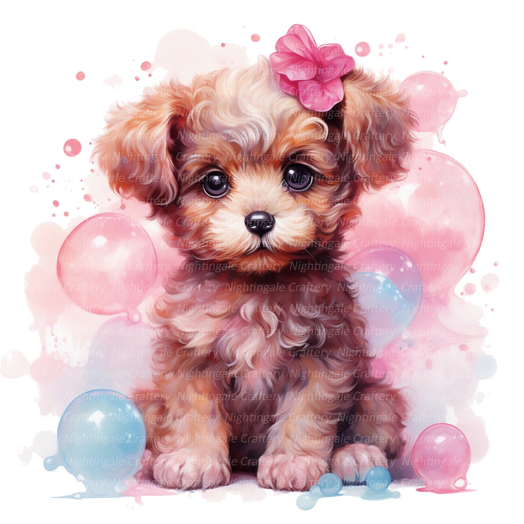 11 Candy Puppy, Pink Puppy, Cute Puppy Clipart, Digital Clipart ...
