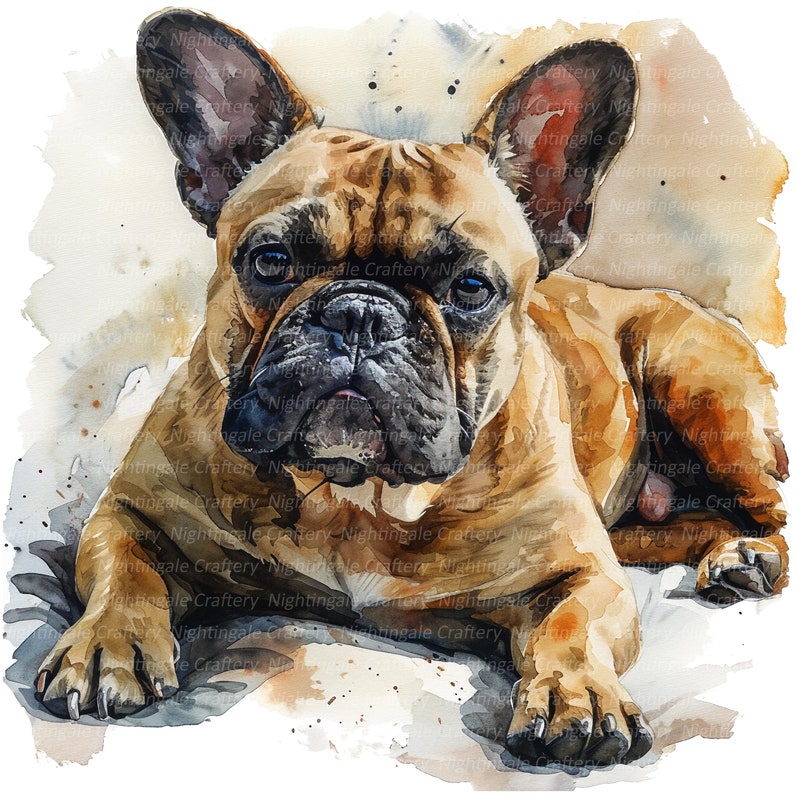 10 French Bulldog Clipart, Watercolor Bulldog, Printable Watercolor ...