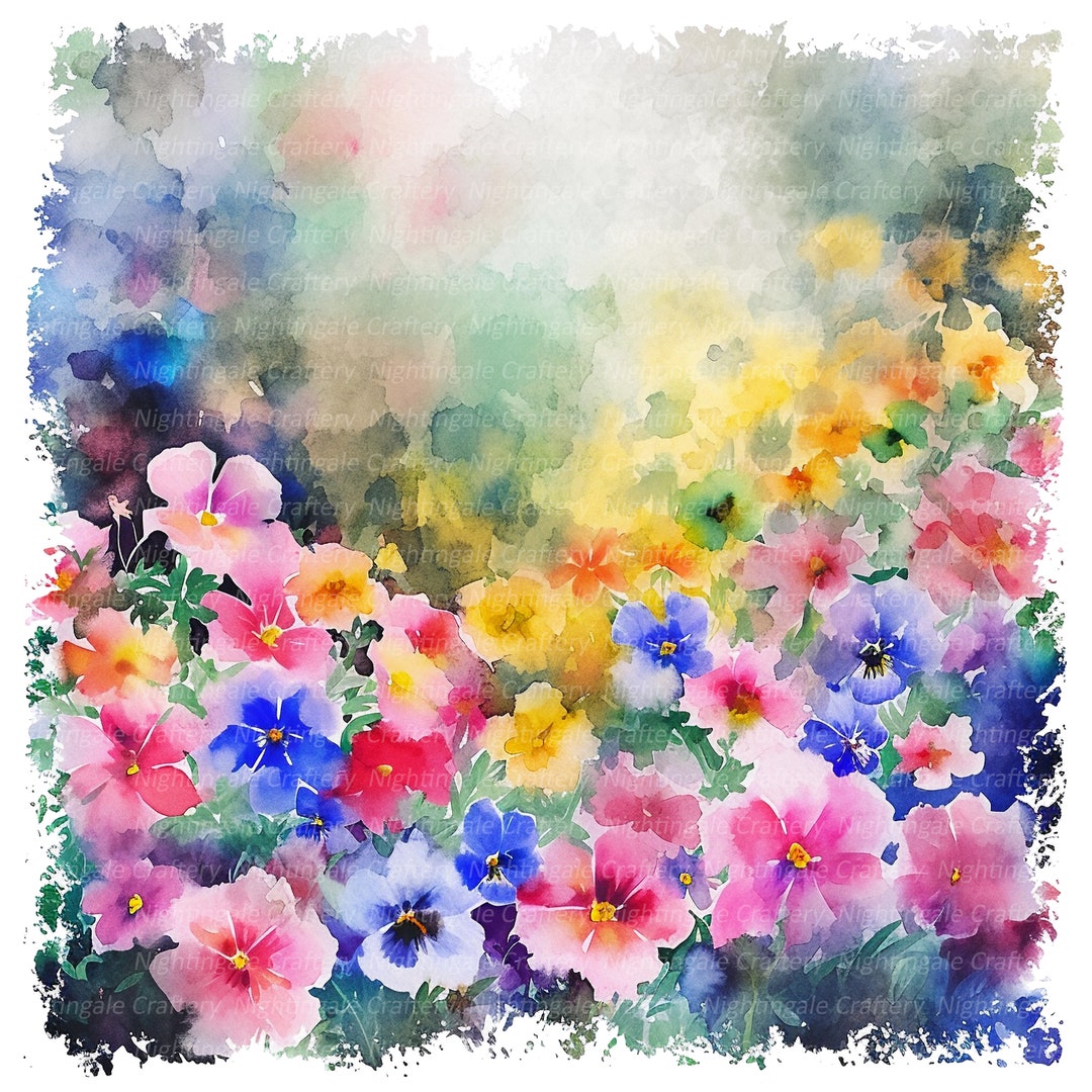 14 Spring Flowers Background Clipart, Digital Clipart, Watercolor ...
