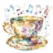 12 Music Notes Tea Cup Clipart, Printable Watercolor Clipart, High ...