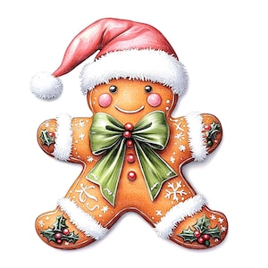 20 Gingerbread Man Clipart, Christmas Gingerbread, Printable Watercolor ...
