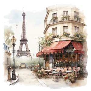 14 Vintage Paris Clipart, Paris Postcard, Printable Watercolor Clipart ...