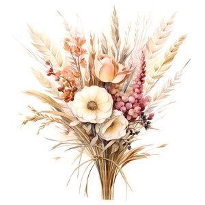 14 PNG Pampa Grass Flowers Bouquet Clipart, Dried Flowers Clipart ...